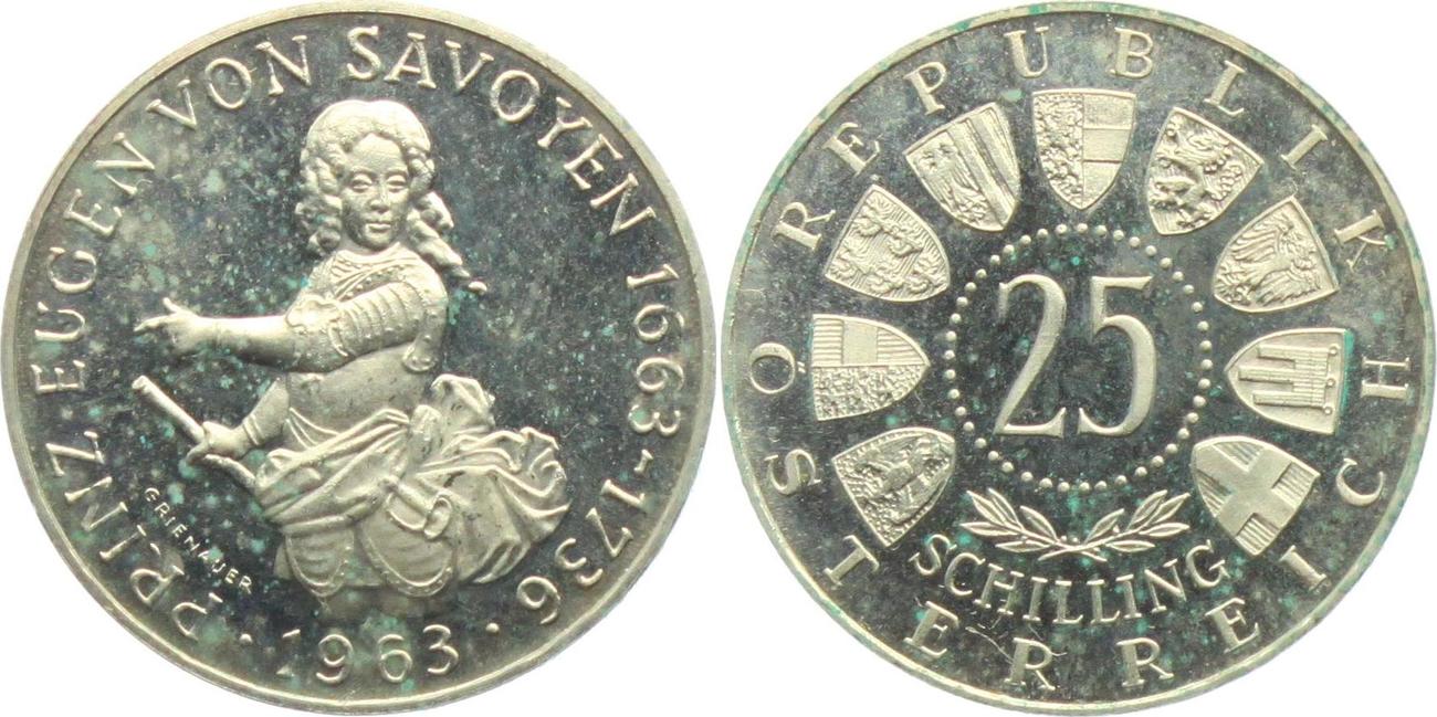 Österreich 25 Schilling 1963 Prinz Eugen von Savoyen Proof | MA-Shops