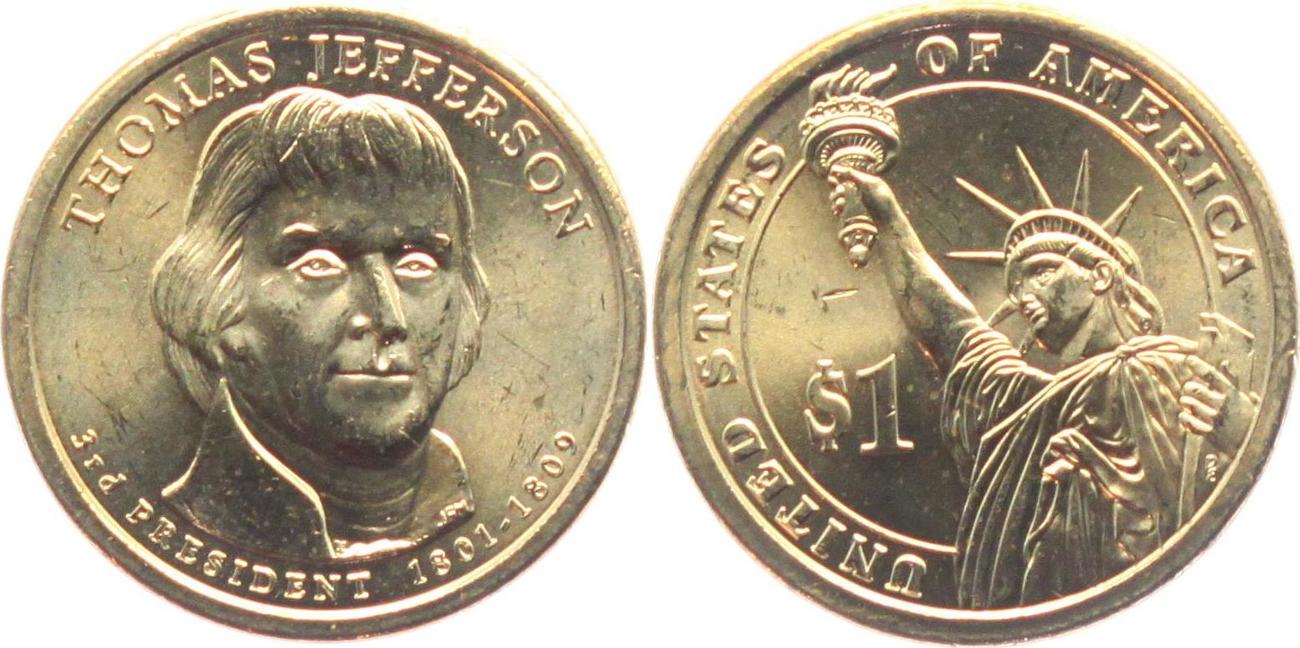 USA 1 Dollar 2007 D 3. Präsident Thomas Jefferson unc. | MA-Shops