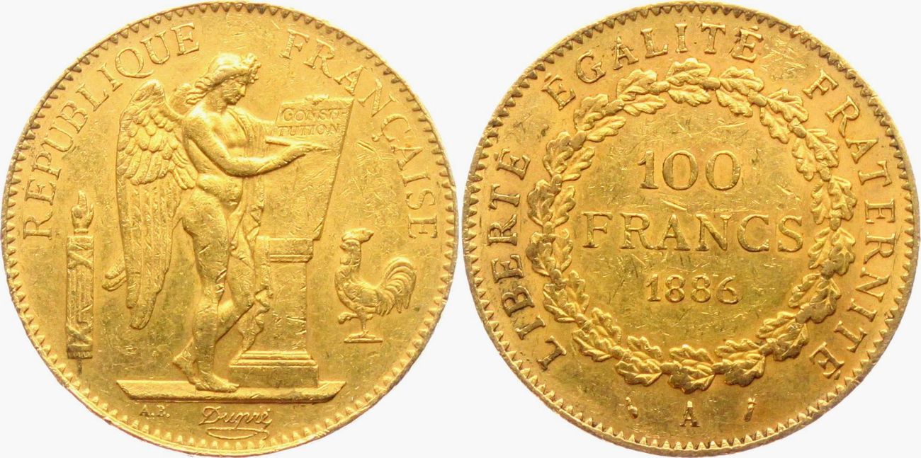 Frankreich 100 Francs 1886 A Stehender Genius VF | MA-Shops