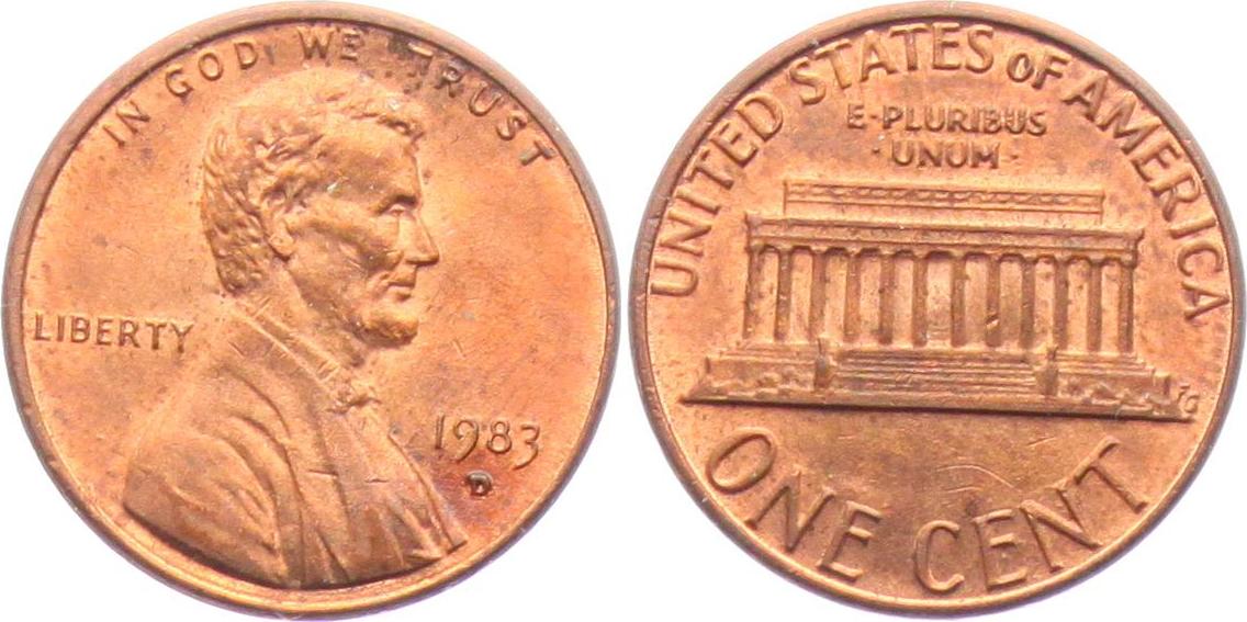 USA 1983 D 1 Cent Lincoln EF MA Shops USA 1983 D 1 Cent Lincoln EF MA Shops