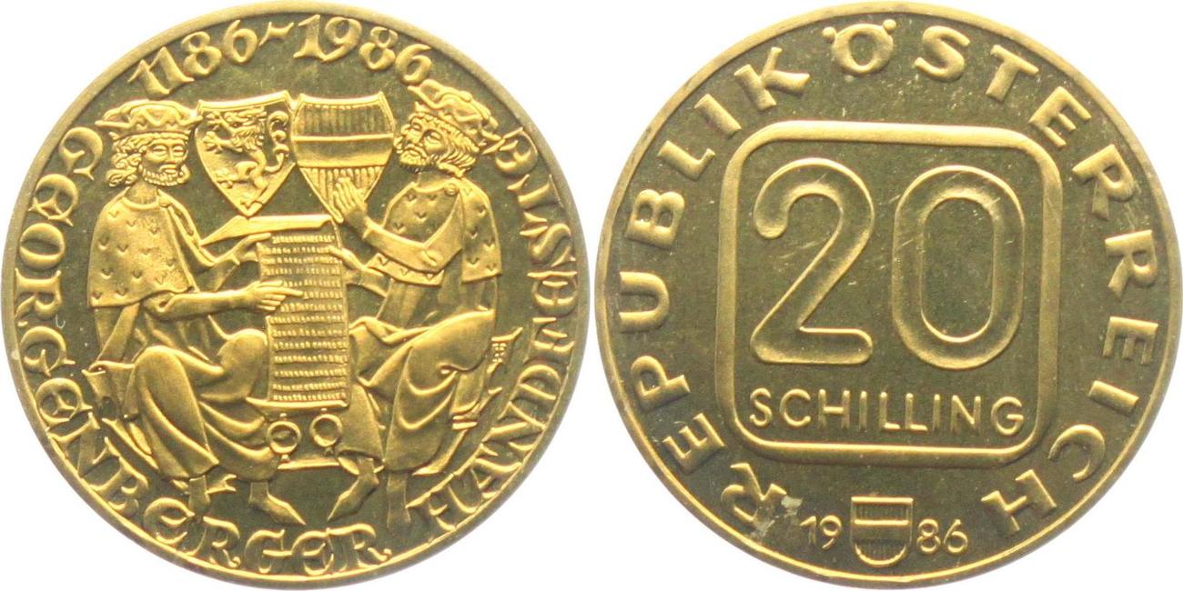 Österreich 20 Schilling 1986 Georgenberger Handfeste Steiermark Proof ...