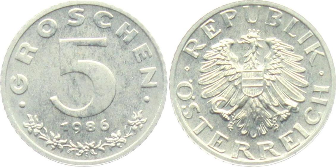 5 Groschen 1986 2. Republik Österreich (ab 1945) Proof | MA-Shops