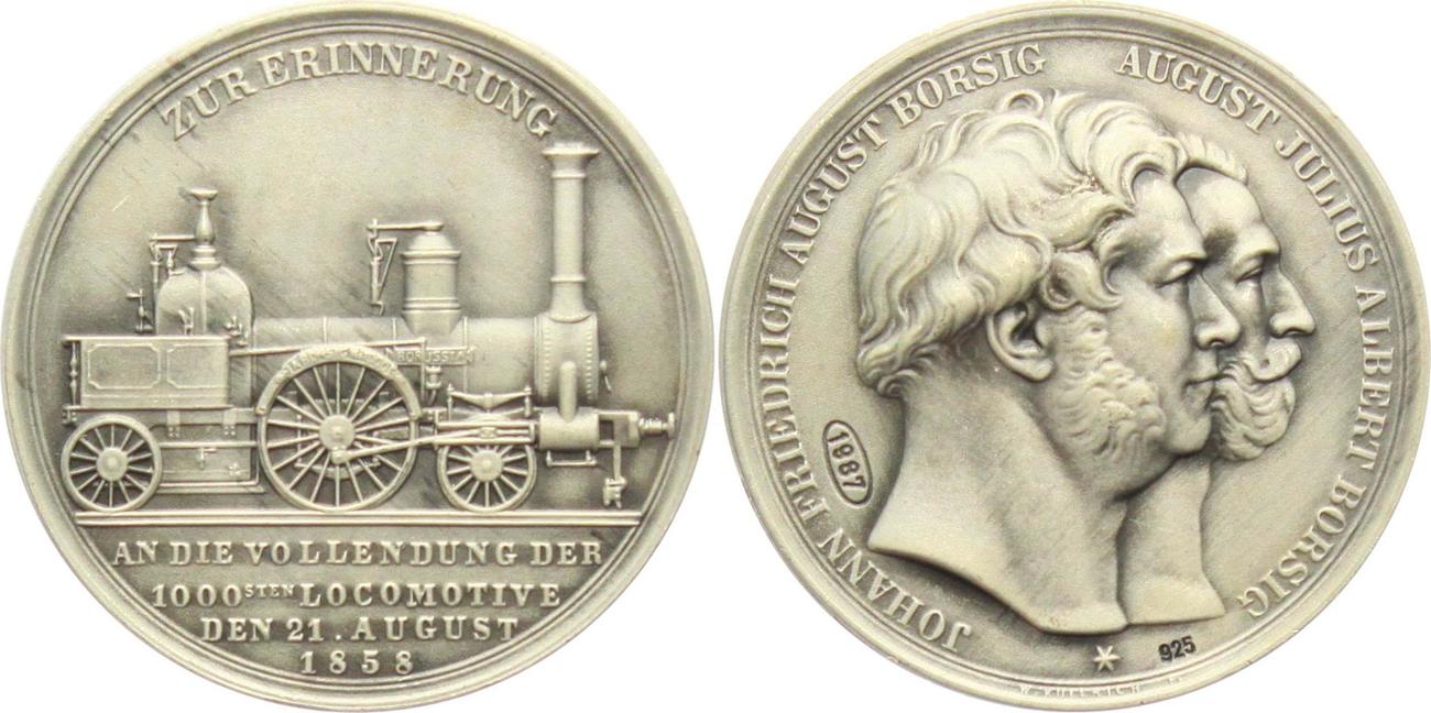 Borsig Lokomotive - Eisenbahn Silbermedaille 1858/ 1987 Eintausenste ...