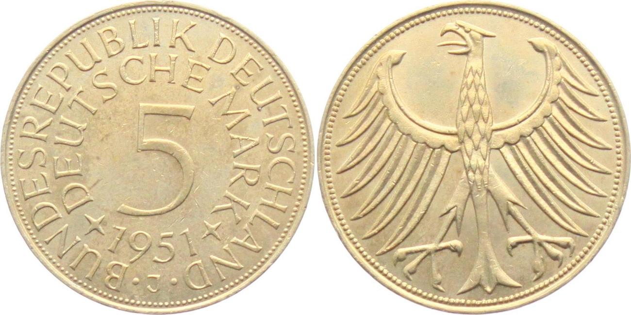 Deutschland - BRD 5 Mark 1951 J Silberadler UNC | MA-Shops