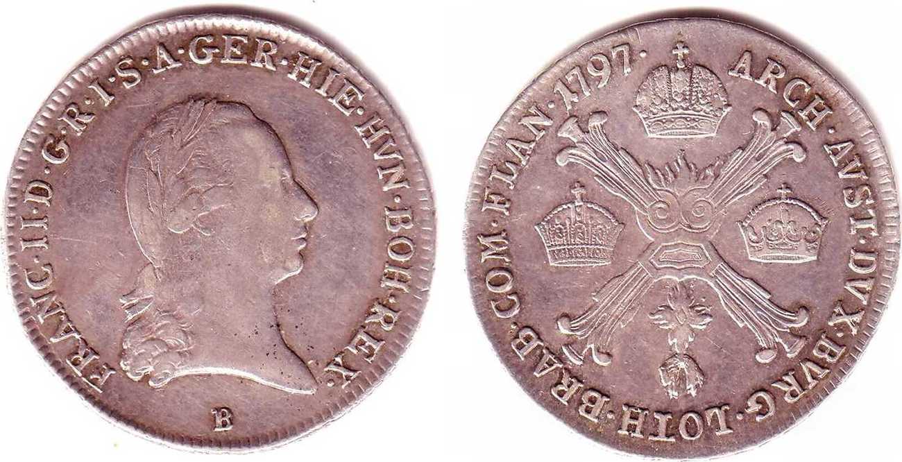 Haus Habsburg - Österreich - RDR 1/4 Kronentaler 1797 B Kaiser Franz II. (1792 - 1806) aEF | MA ...