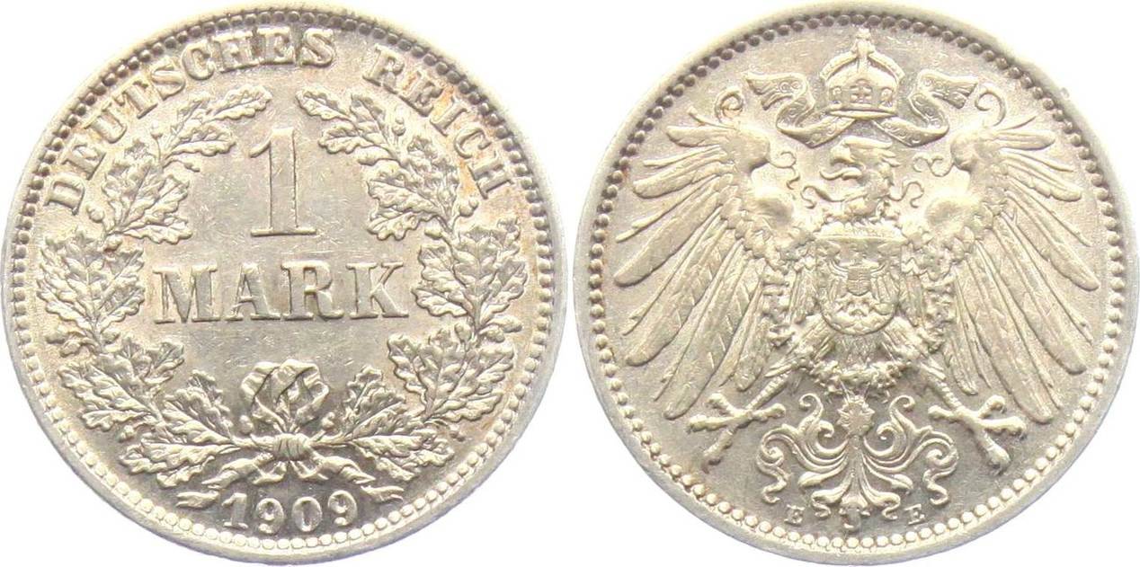 Deutschland - Kaiserreich 1909 E 1 Mark - großer Adler EF | MA-Shops