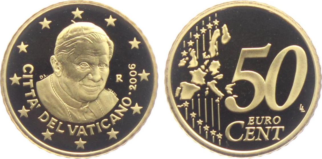 Vatikan 50 Cents 2006 Papst Benedikt XVI. Proof | MA-Shops