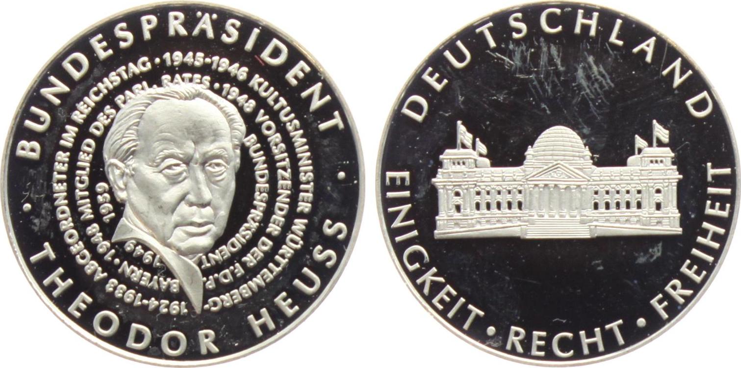 Deutschland - BRD Medaille versilbert ohne Jahr 1. Bundespräsident ...