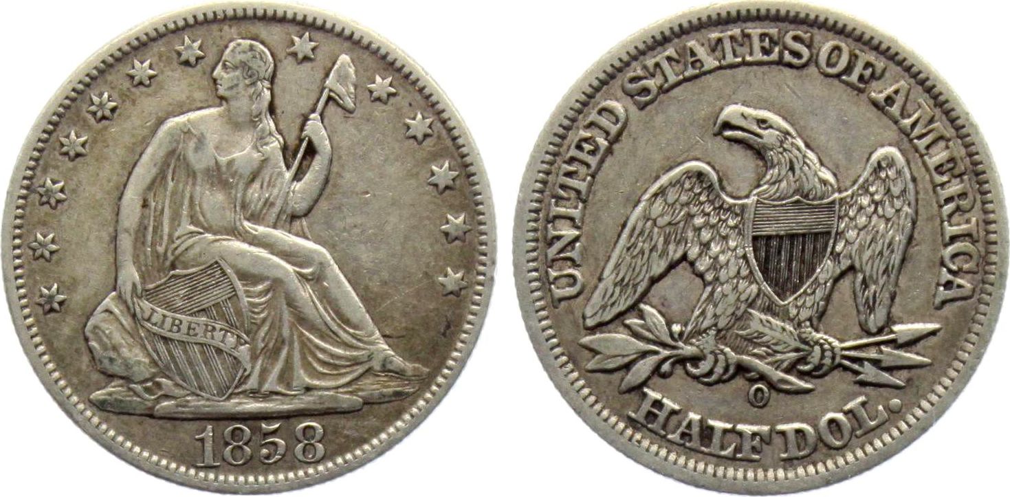 USA 1/2 Dollar 1858 O Sitzende Liberty VF / EF | MA-Shops