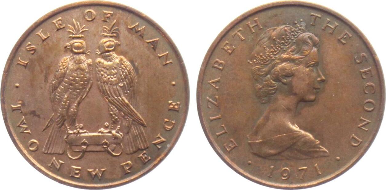 Isle of Man 2 Pence 1971 Vogel - Tiere unc. | MA-Shops