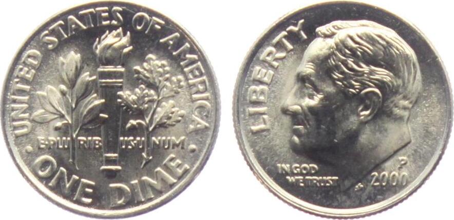 USA 2000 P 1 Dime - Roosevelt (ab 1946) BU | MA-Shops