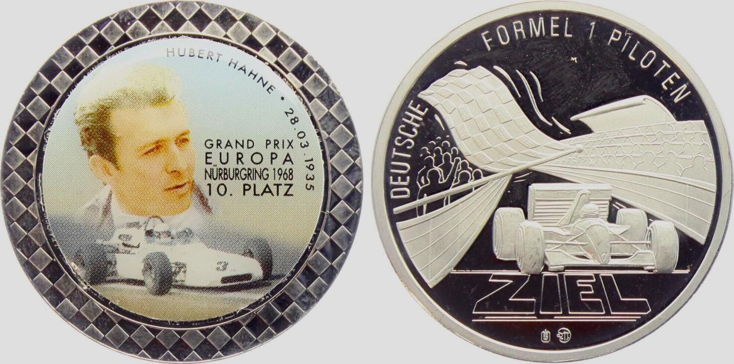 Liberia Medaille 1998 Deutsche Formel 1 Piloten - Hubert Hahne PP - mit ...