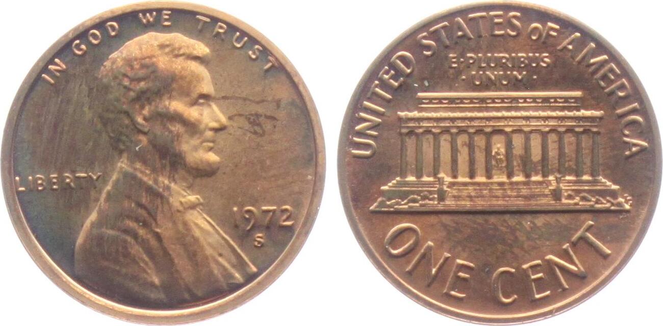 USA 1972 S 1 Cent - Lincoln Memorial (seit 1959) Proof | MA-Shops