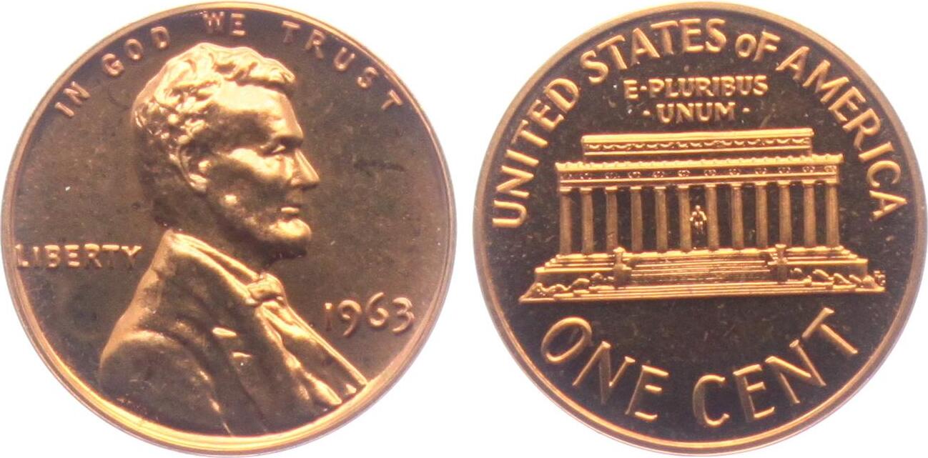 USA 1963 1 Cent - Lincoln Memorial (seit 1959) Proof | MA-Shops