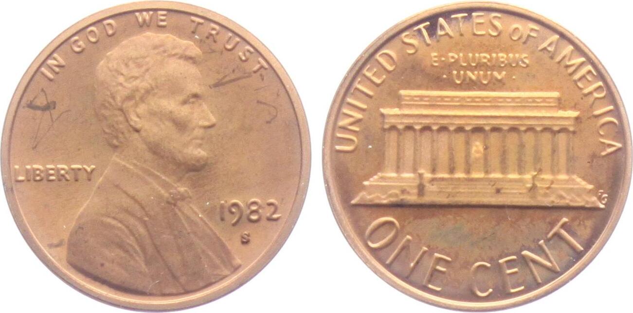 USA 1982 S 1 Cent - Lincoln Memorial (seit 1959) Proof | MA-Shops