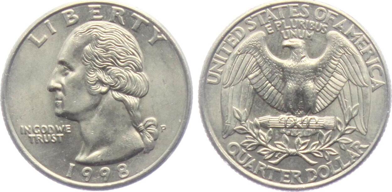 USA 1/4 Dollar - Quarter 1998 P Quarter - Washington (1932 - 1998) aEF ...