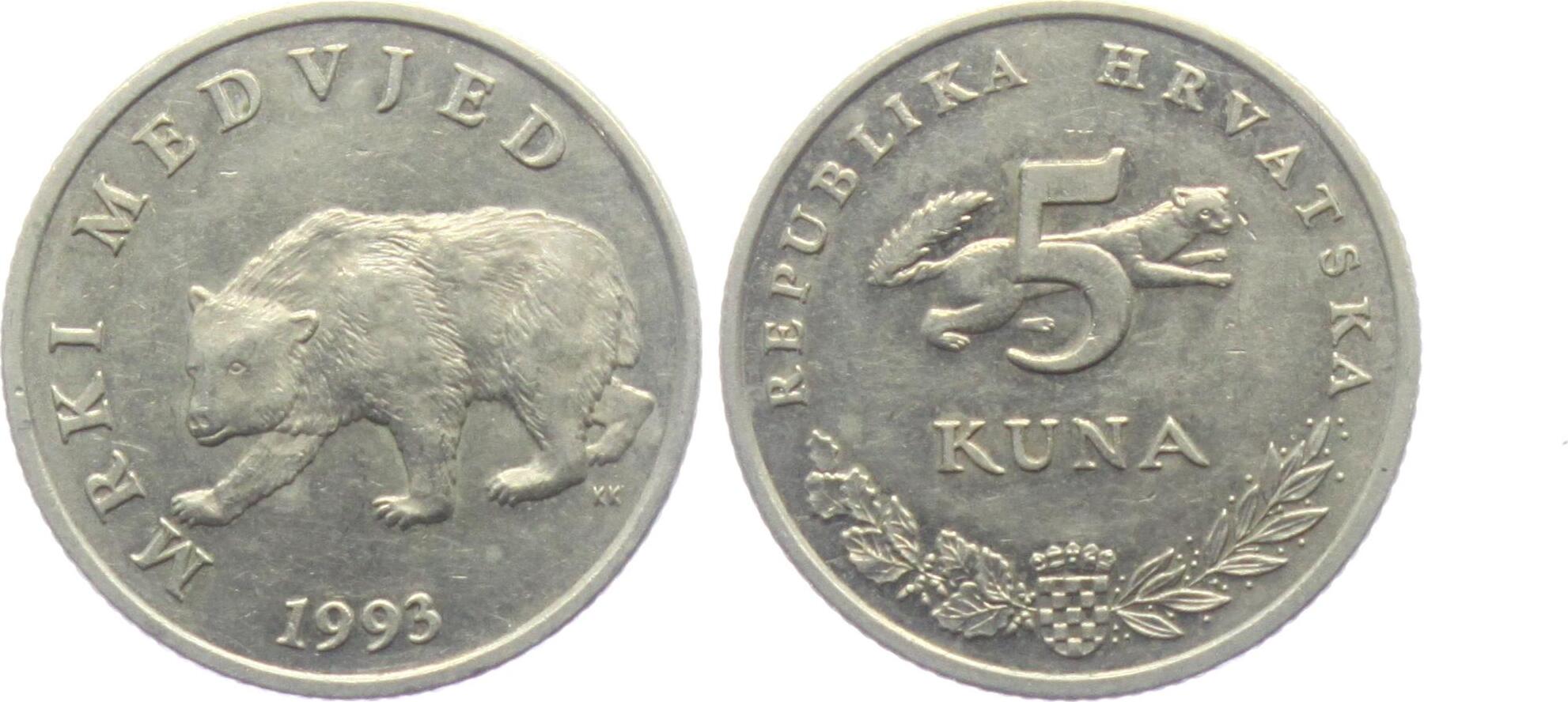 Kroatien 5 Kuna 1993 Bär EF | MA-Shops