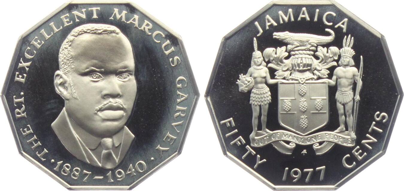 Jamaica 50 Cents 1977 Marcus Garvey PP - in Kapsel | MA-Shops
