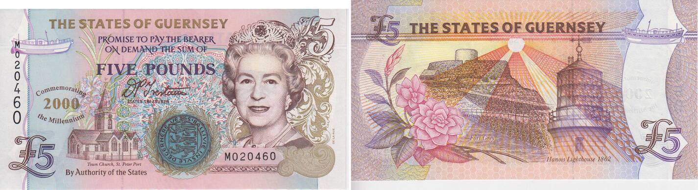 5 Pounds Banknote - Guernsey - 2000 - 5 Pounds - Hanois Leuchtturm ...