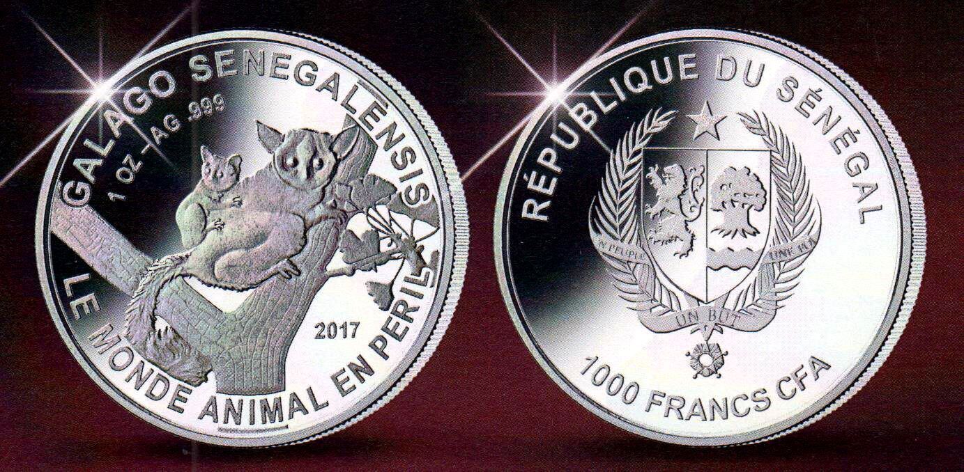 1000 Francs 2017 Senegal Galago Proof in Kapsel+ Zertifikat | MA-Shops