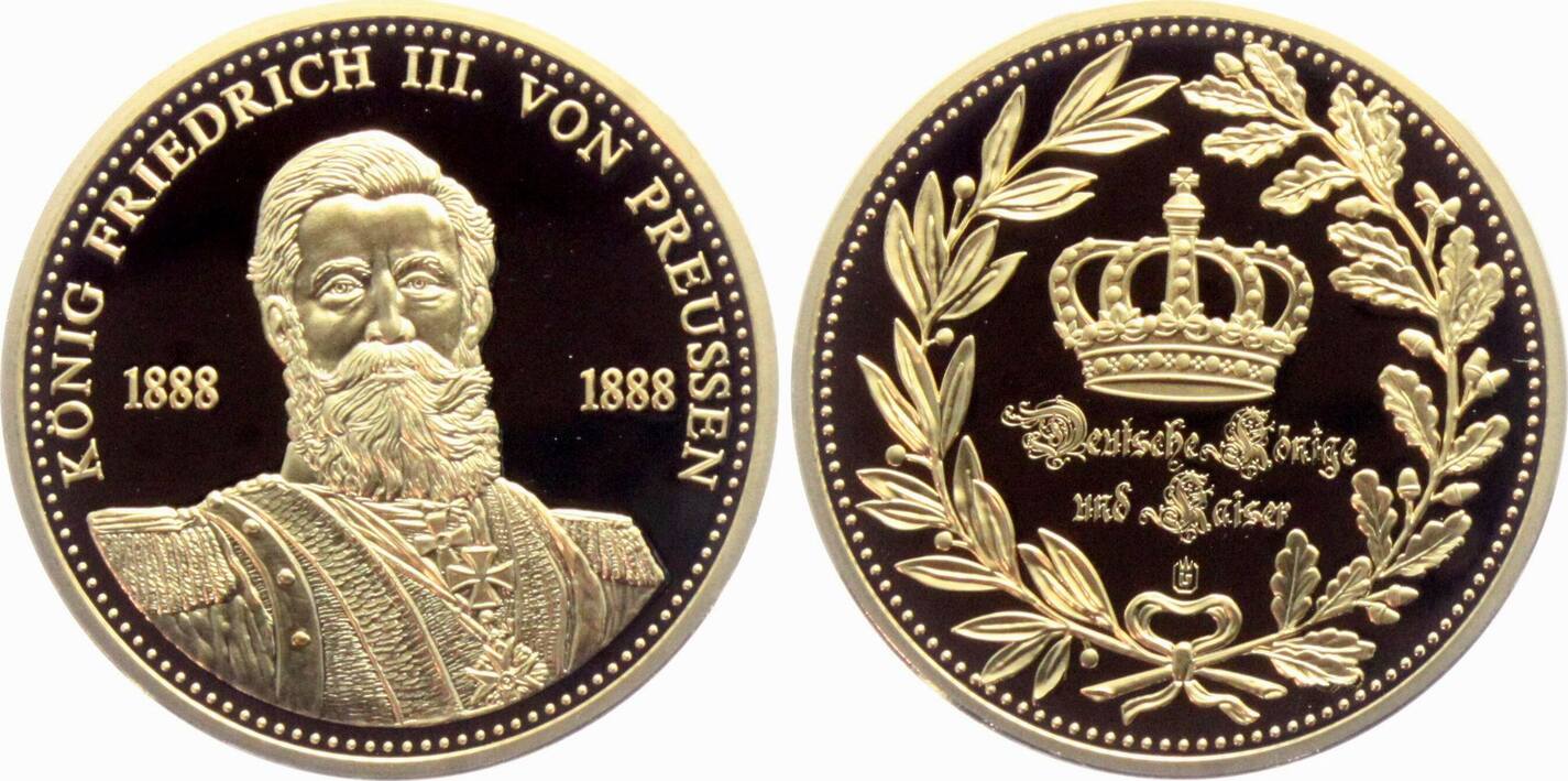 Deutschland Medaille vergoldet 2019 Kaiser Friedrich III. von Preussen ...