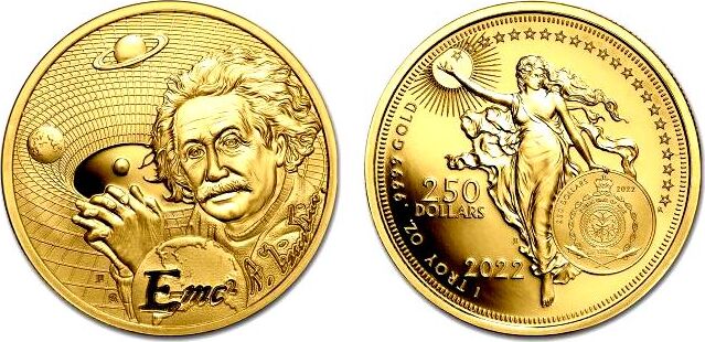 Niue/ Australien 250 Dollar 2022 Albert Einstein - 1 Unze Gold BU / BU ...