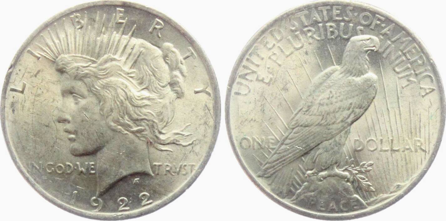 USA 1 Dollar 1922 Peace Dollar EF | MA-Shops