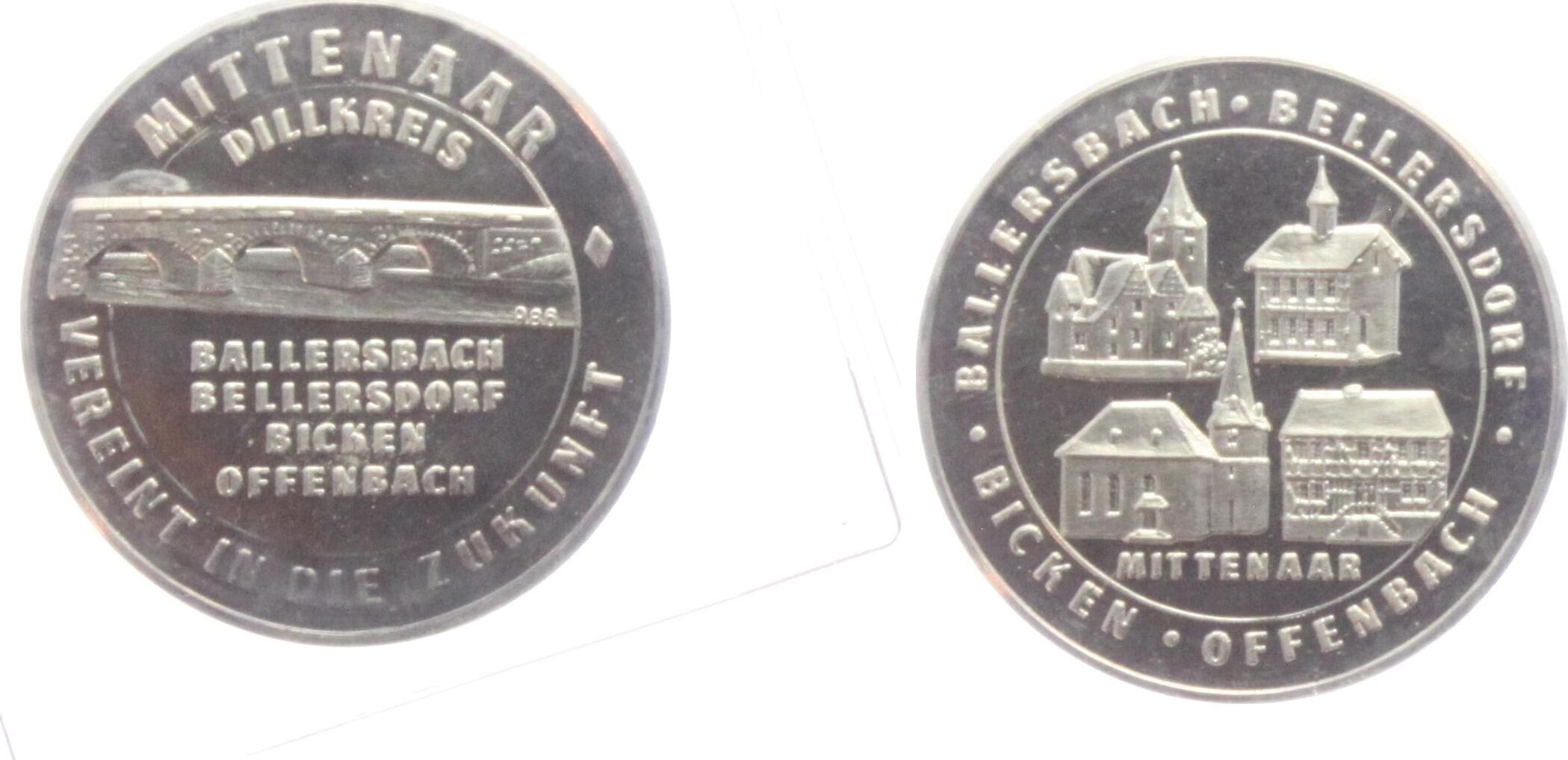 Medaille ohne Jahr Mittenaar / Dillkreis - Ballersbach - Bellersdorf ...