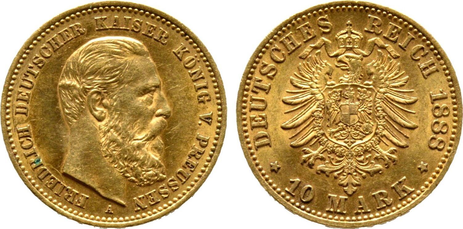 Preussen - Kaiserreich 10 Mark 1888 A Kaiser Friedrich III. (1888) CH ...