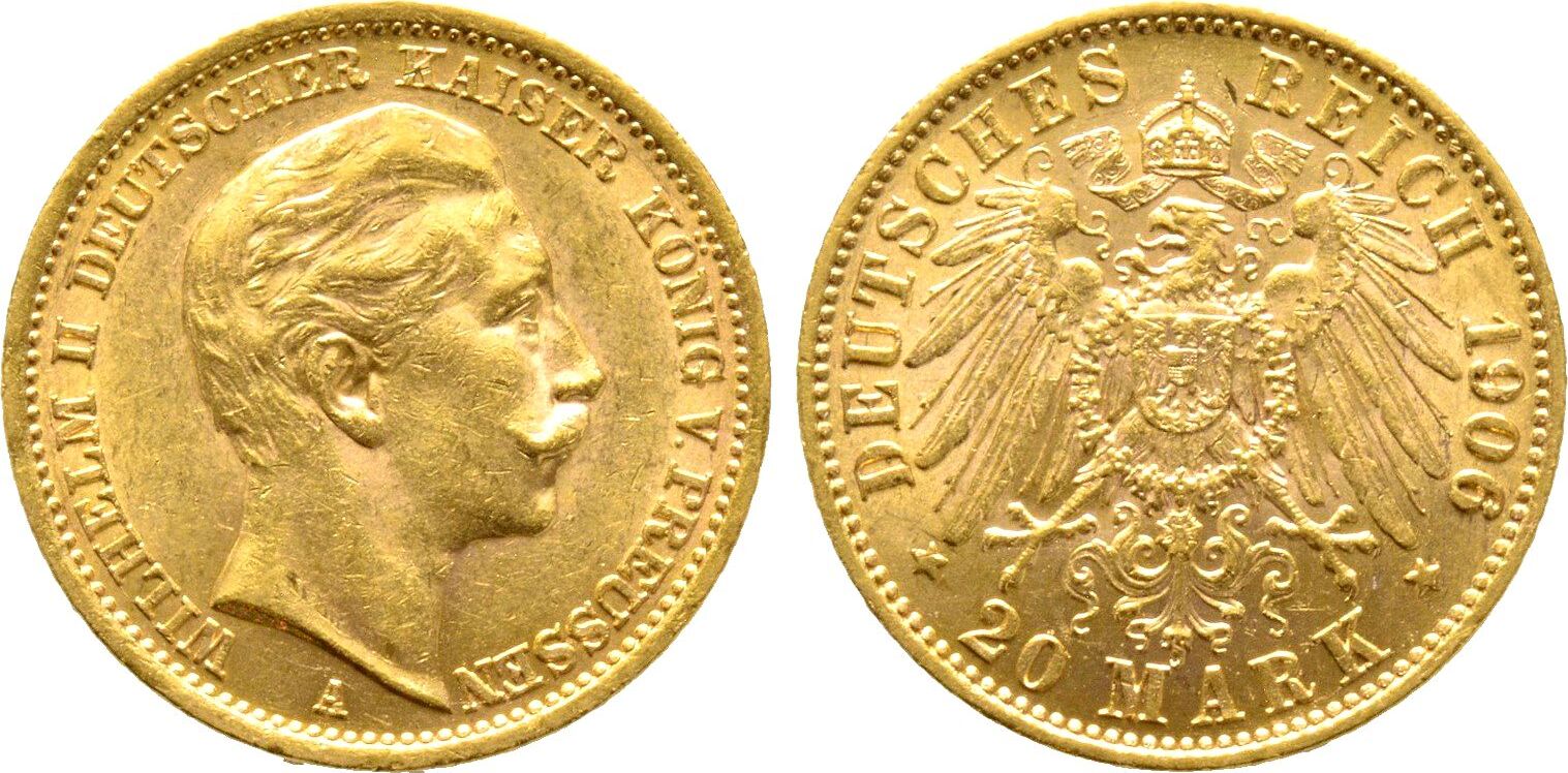 Preussen - Kaiserreich 20 Mark 1906 A Kaiser Wilhelm II. (1888-1918 ...