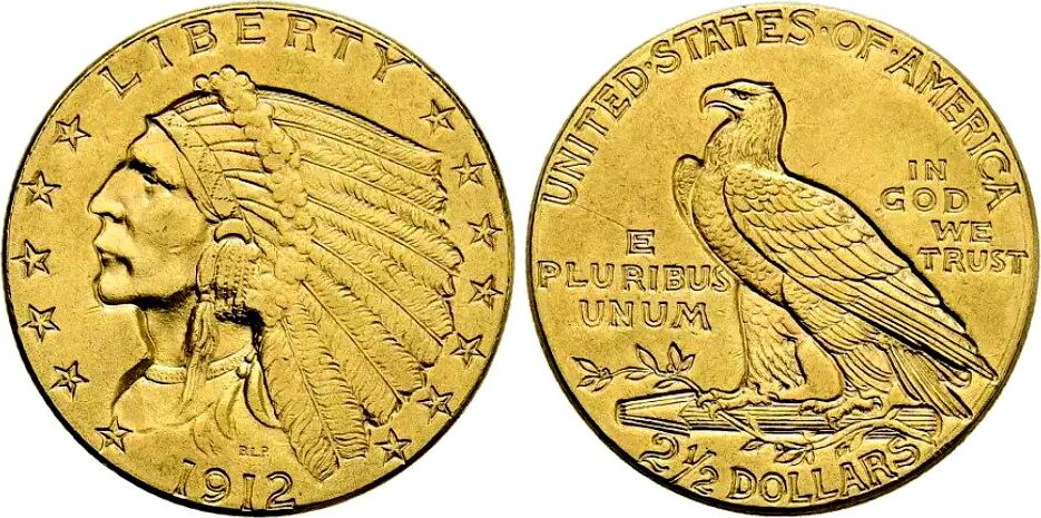 USA 2,5 Dollar 1912 Indian Head AU | MA-Shops