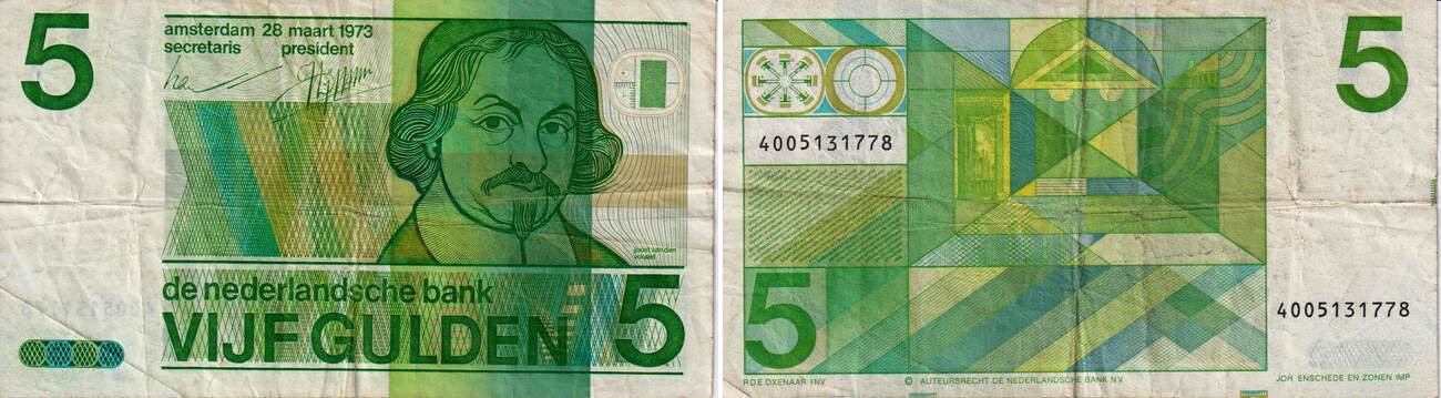 Banknote - Niederlande - 5 Gulden - 1973 - Joost van den Vondel IV | MA ...