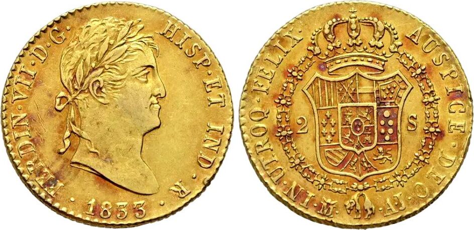 Spanien 2 Escudos 1833 AJ Ferdinand VII. (1808-1833) EF | MA-Shops