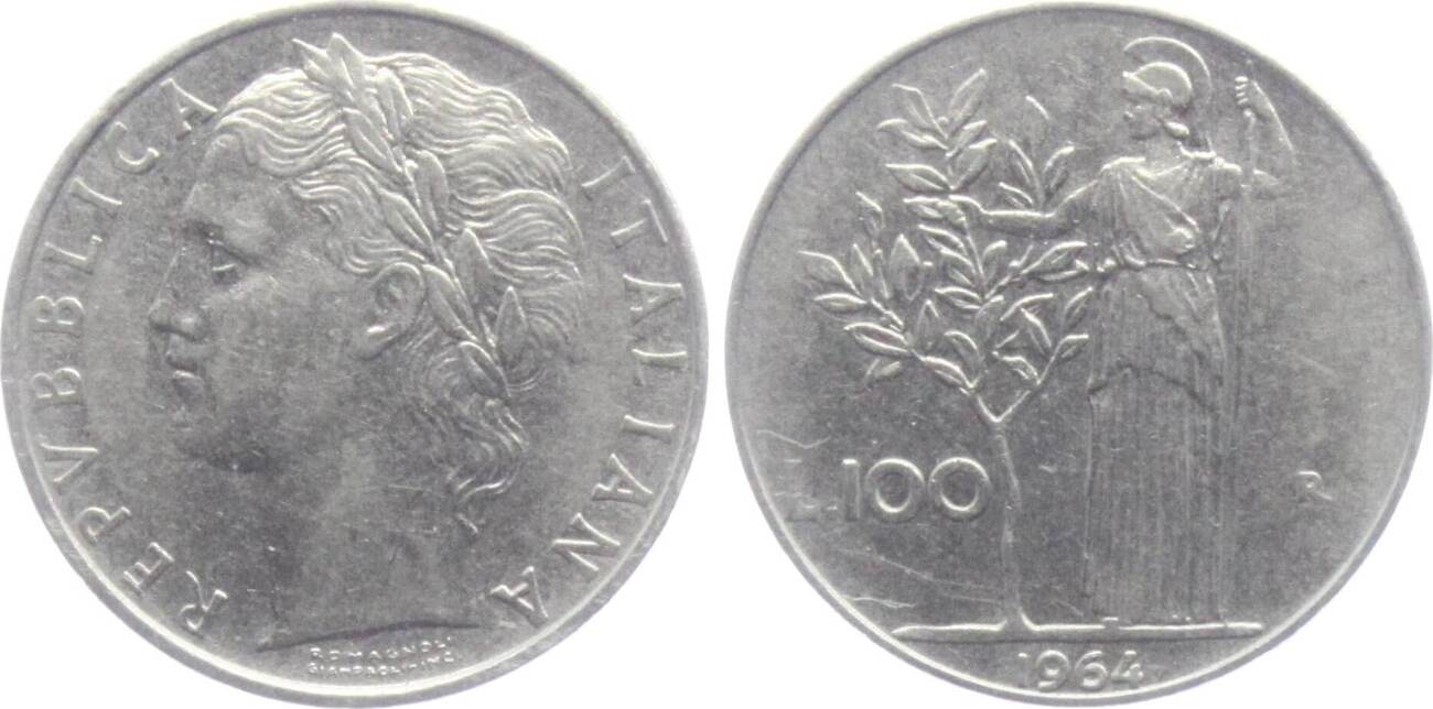 Italien 100 Lire 1964 Minerva mit Baum EF | MA-Shops