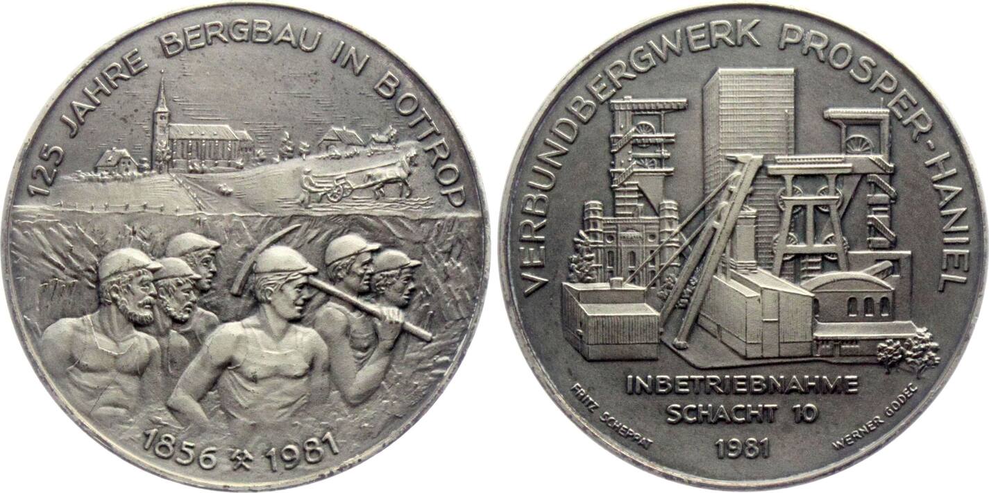 Bottrop Medaille 1981 Bergwerk Prosper-Haniel - Inbetriebnahme Schacht ...