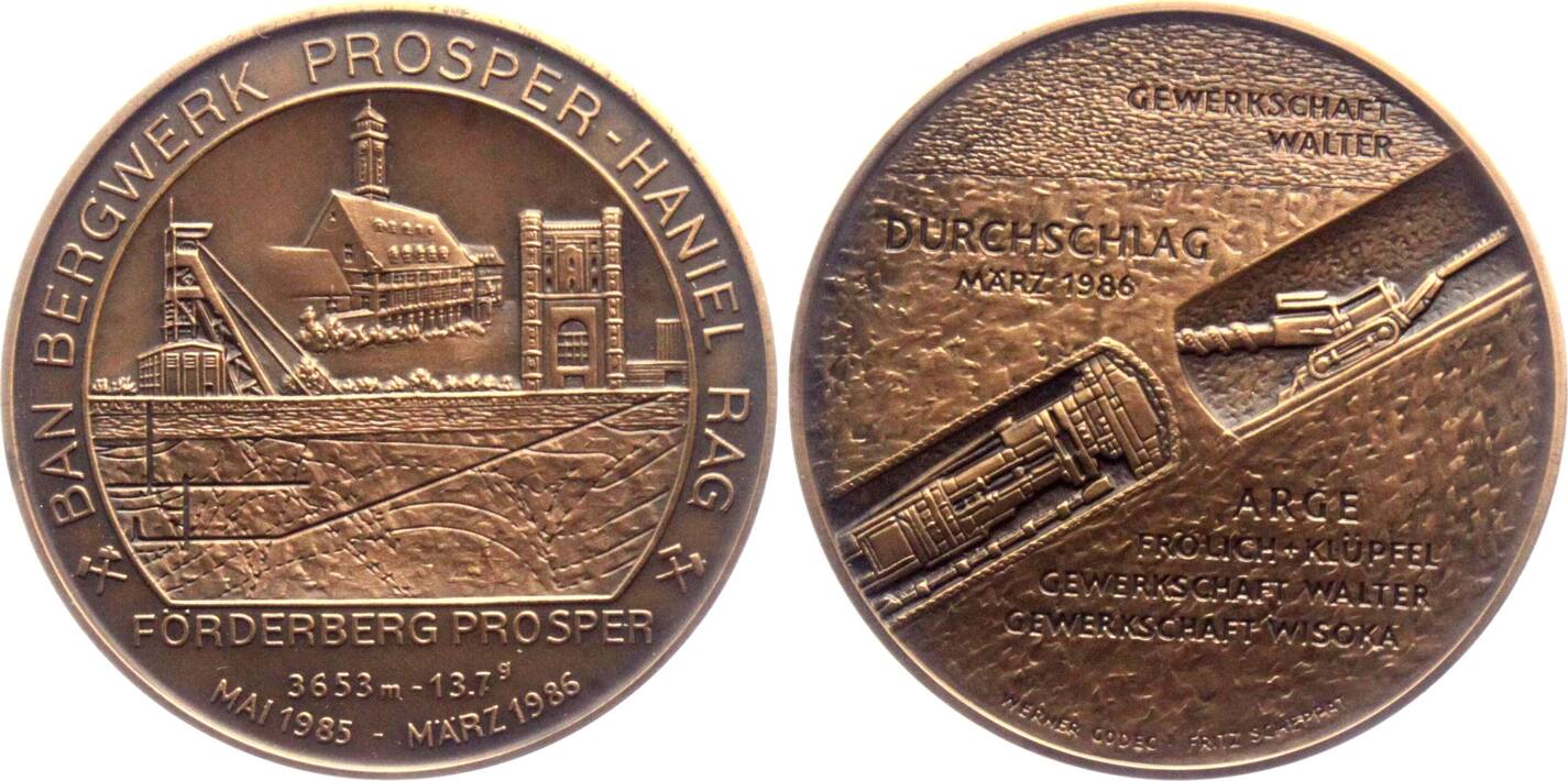 Deutschland Medaille 1986 BAN Bergwerk Prosper-Haniel CH UNC | MA-Shops