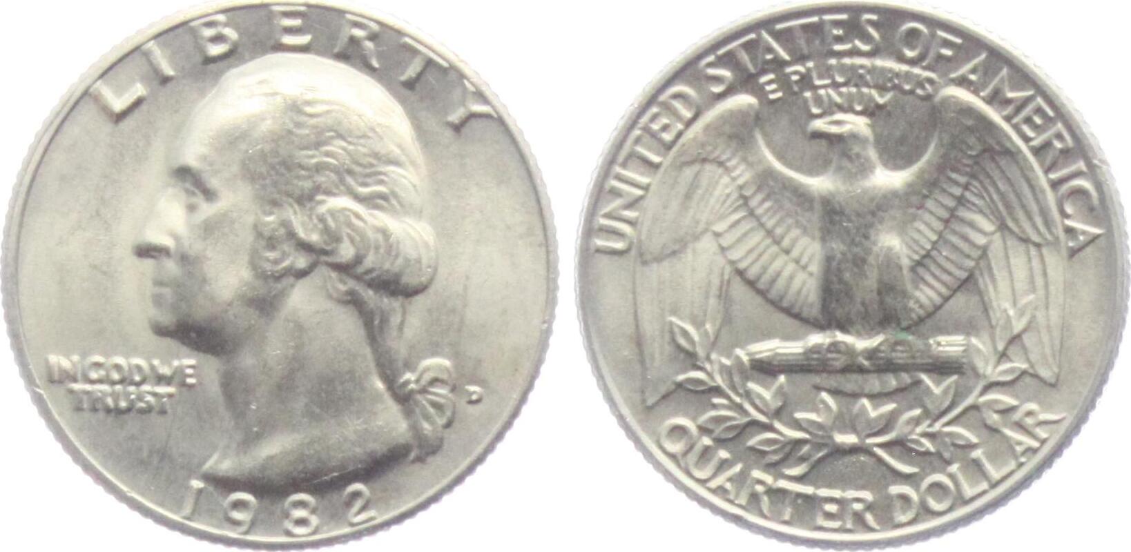 USA 1/4 Dollar - Quarter 1982 D Quarter - Washington (1932 - 1998) vz ...