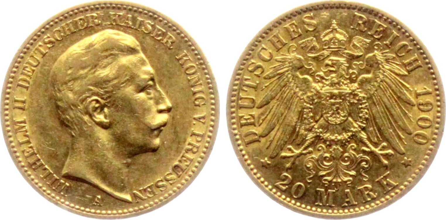 Preussen - Kaiserreich 20 Mark 1900 A Kaiser Wilhelm II. (1888-1918) EF ...