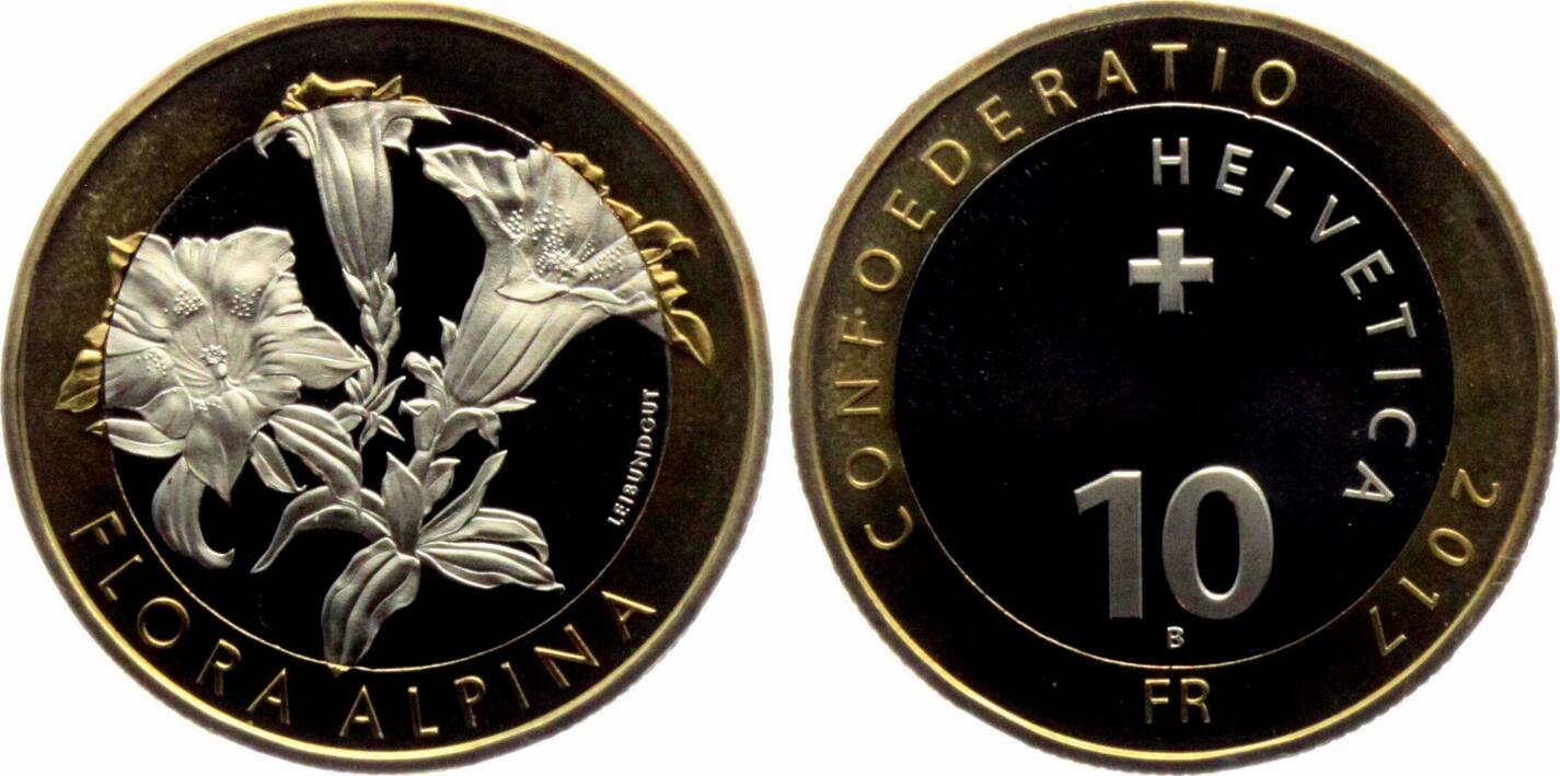 Schweiz 10 Franken 2017 Enzian BU in Box mit Beschreibung | MA-Shops