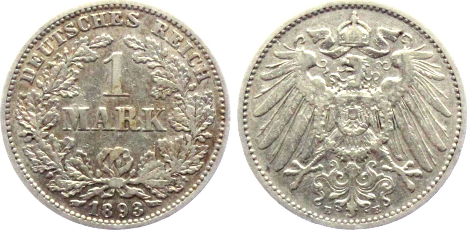 Deutschland - Kaiserreich 1 Mark 1893 E 1 Silbermark - großer Adler VF ...