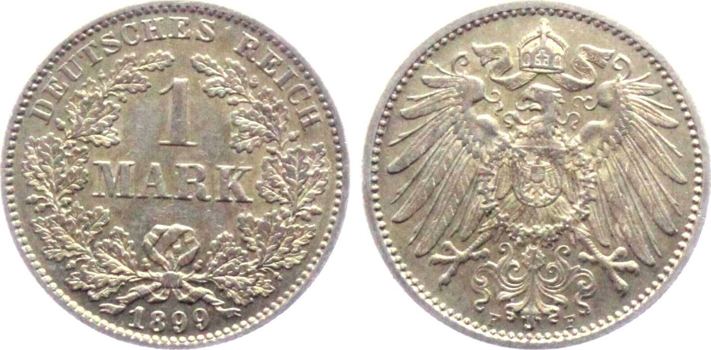 Deutschland - Kaiserreich 1 Mark 1899 F 1 Silbermark - großer Adler EF ...