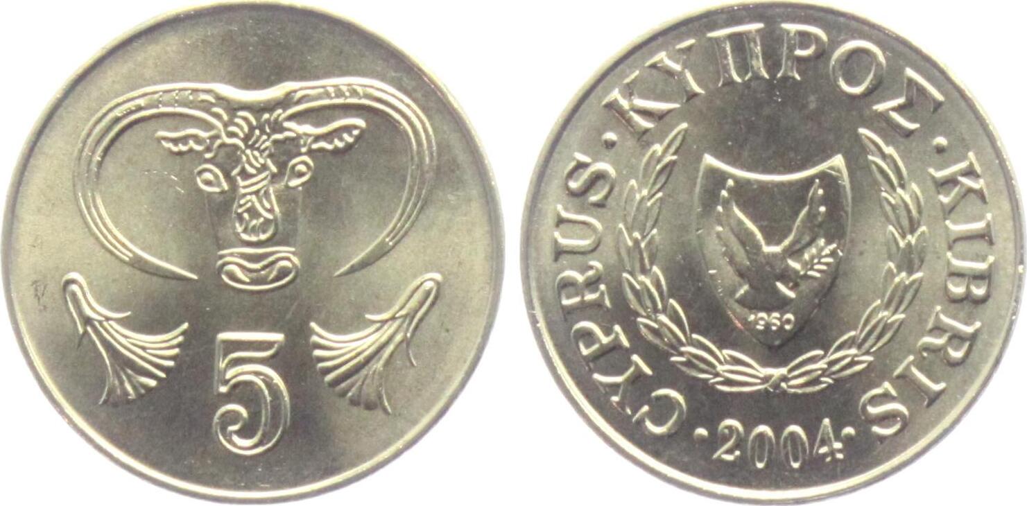 Zypern 5 Cents 2004 Stierkopfgefäß unc | MA-Shops
