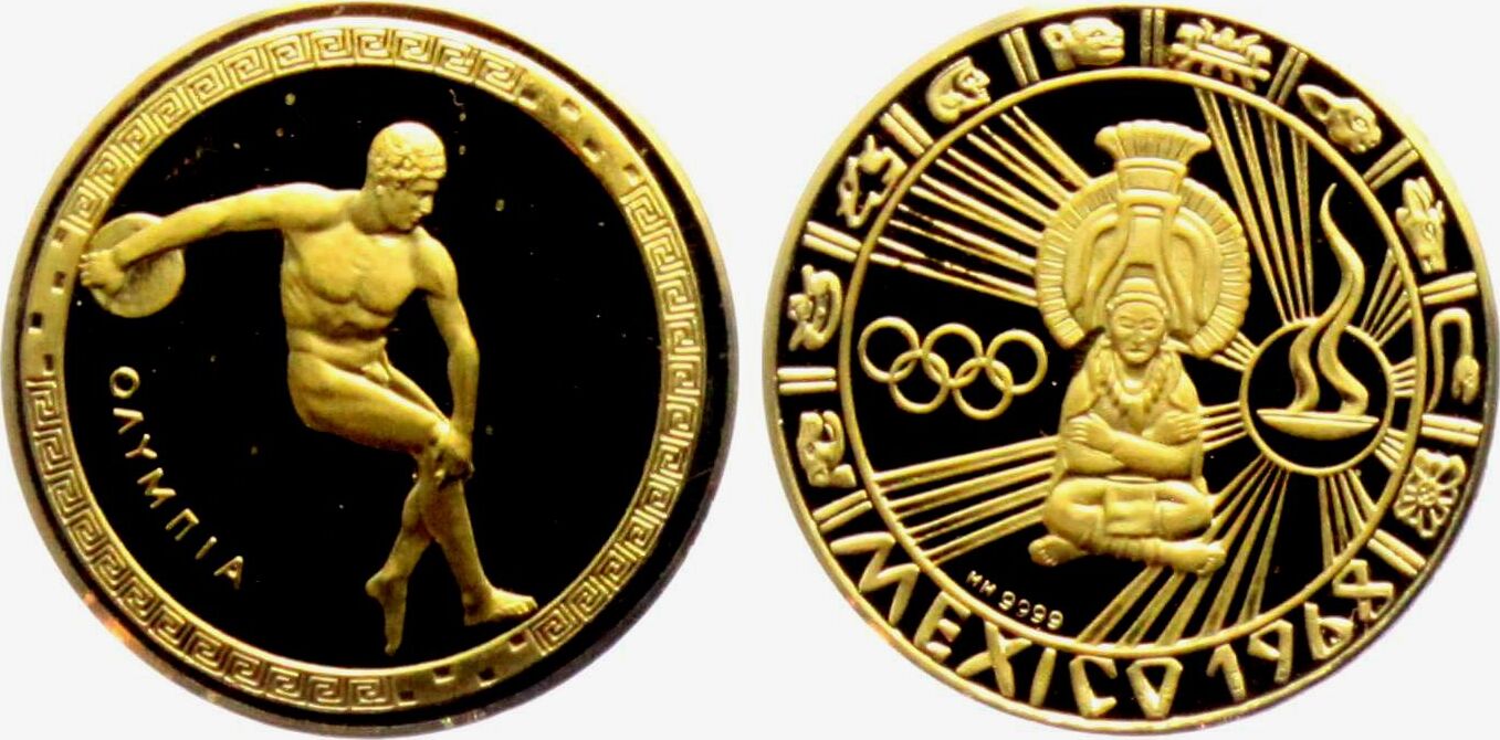 Goldmedaille Olympische Spiele Mexico 1968 Diskuswerfer Ex Proof goldmedaille-olympische-spiele-mexico-1968-diskuswerfer-ex-proof