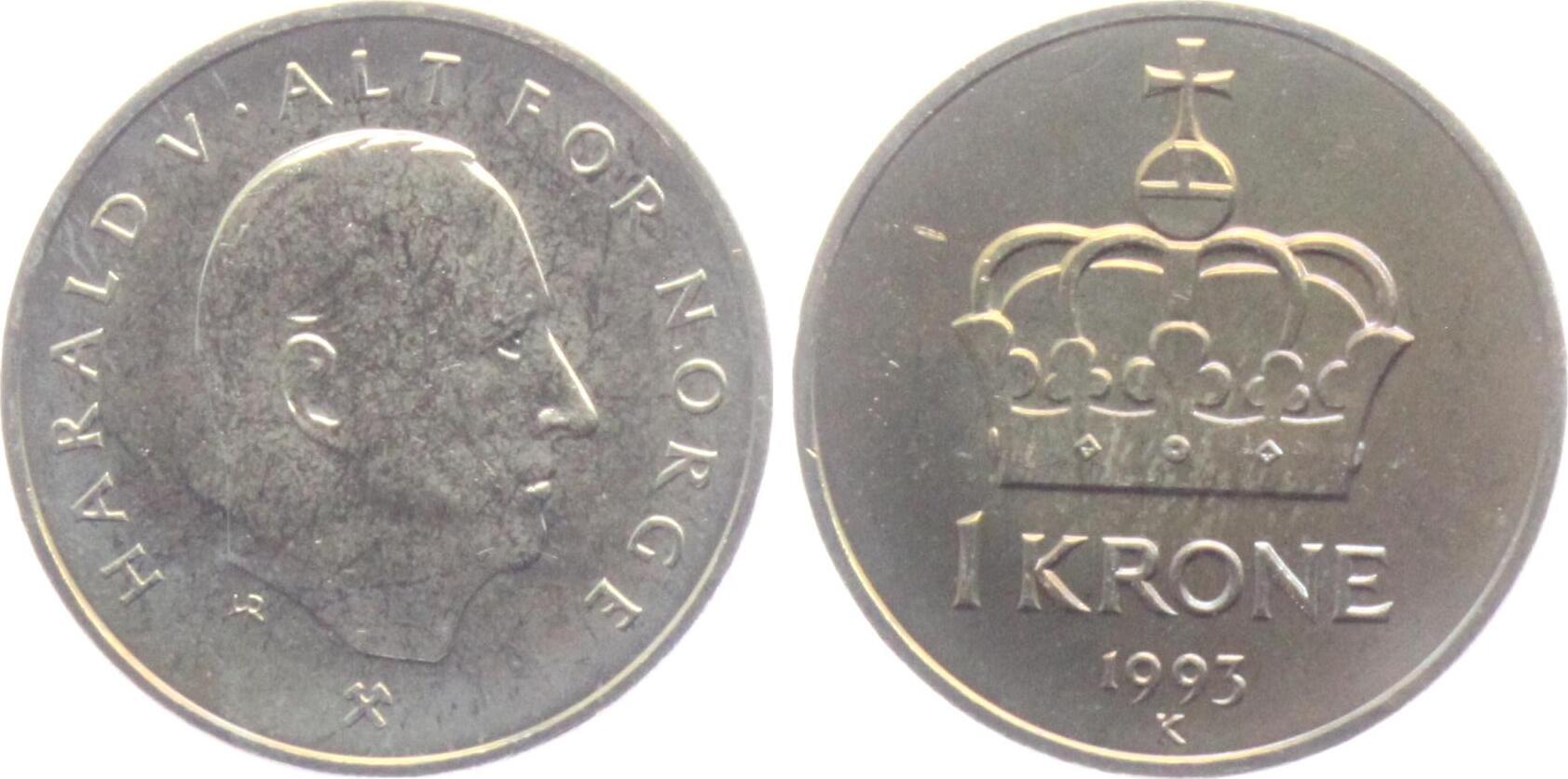 Norwegen 1 Krone 1993 Harald V. (seit 1991) - Krone BU | MA-Shops