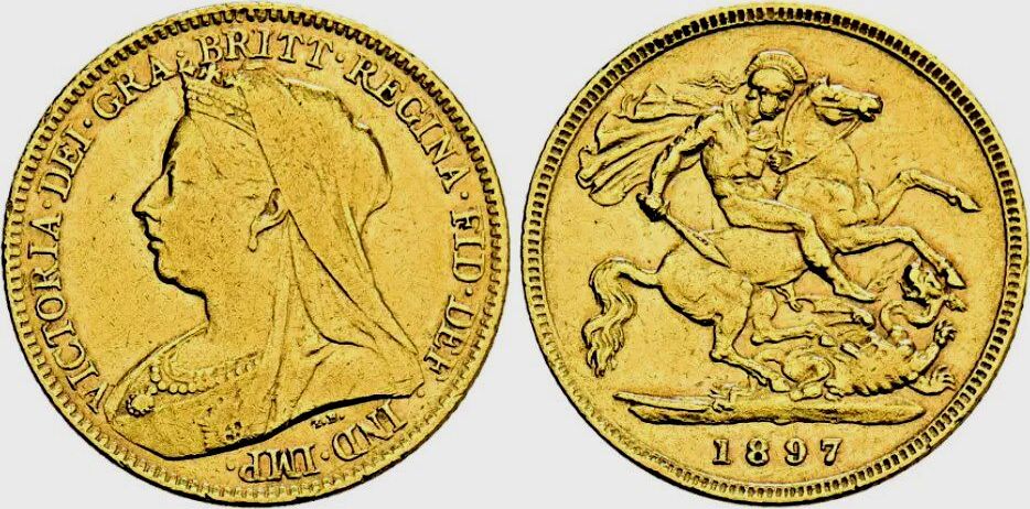 Großbritannien 1/2 Sovereign 1897 Queen Victoria mit Diadem und ...