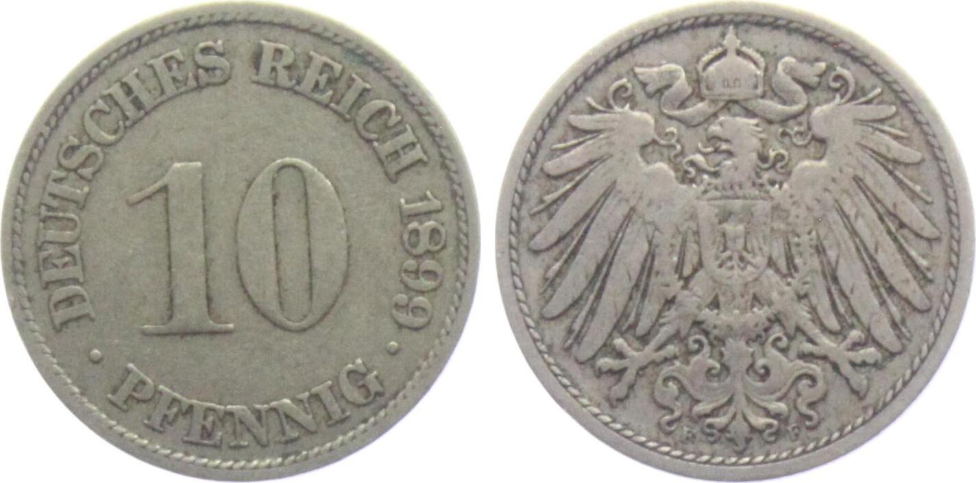 Kaiserreich 1899 F 10 Pfennig - großer Adler VF | MA-Shops