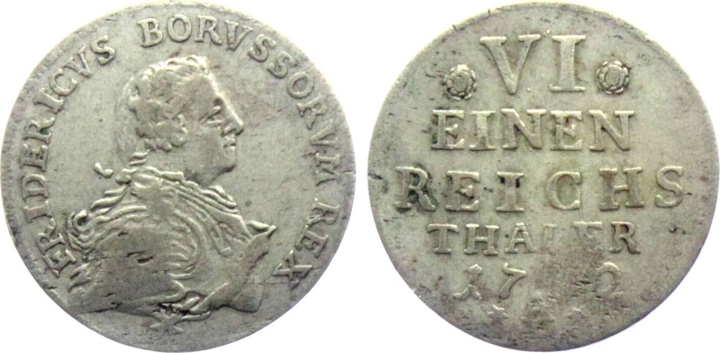 Brandenburg-Preußen 1/6 Taler 17*2 AF Friedrich II. (der Große) 1740 ...