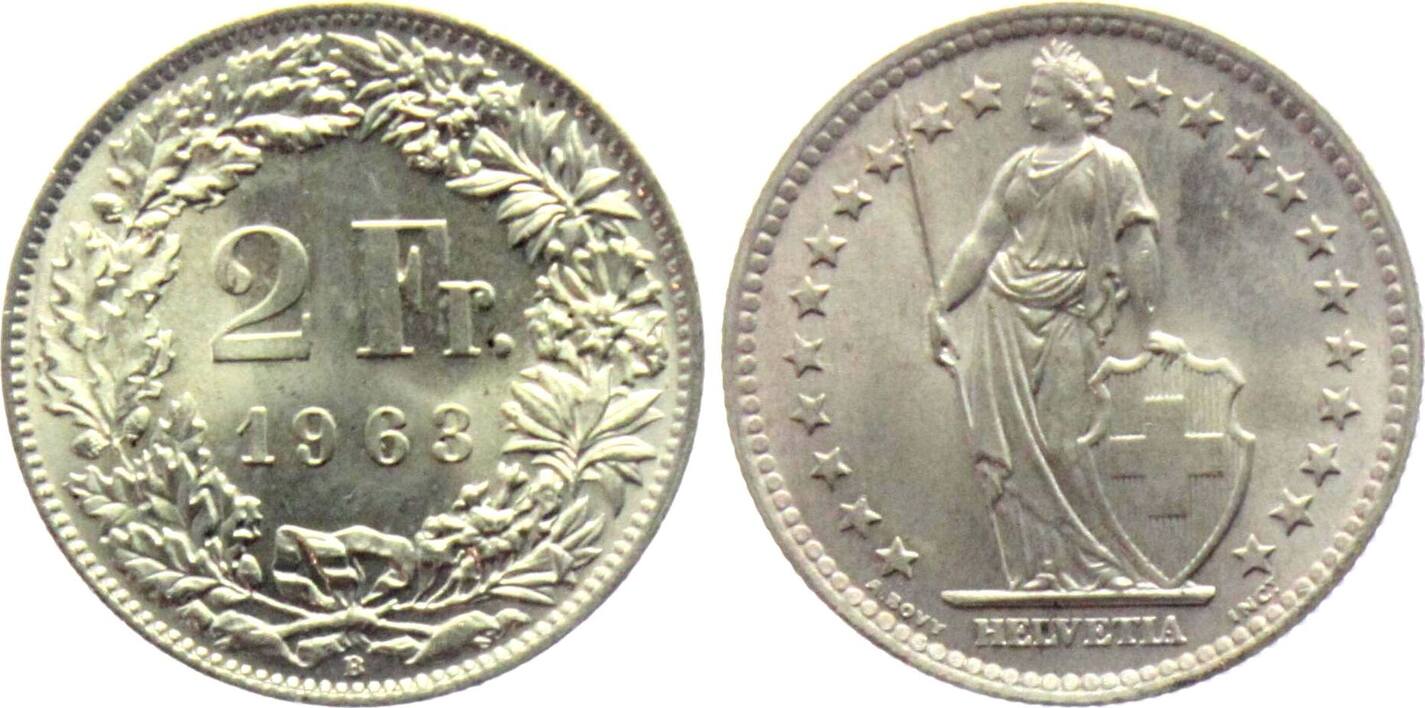 Schweiz 2 Franken 1963 B stehende Helvetia BU | MA-Shops