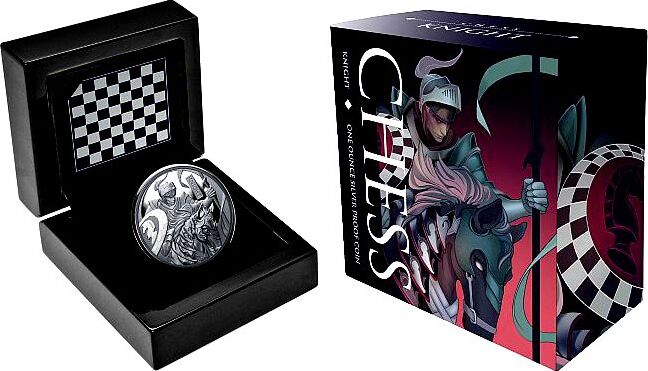 Niue 1 Dollar 2024 Chess Jumper Black Proof in Box | MA-Shops