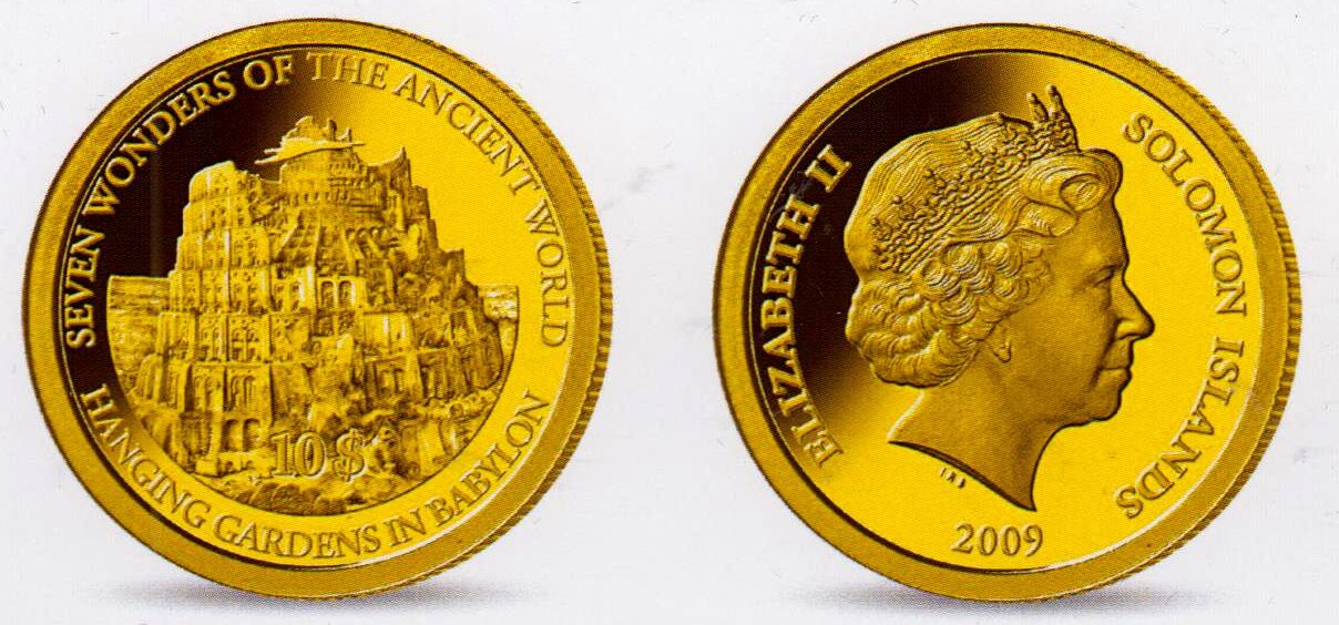 Solomon Inseln 10 Dollars 2009 Hängendes Gärten der Semiramis Proof in ...
